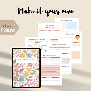 PLR Self Control Activity Book, Canva Template, Self Esteem PLR Planner, Editable Canva Template ...