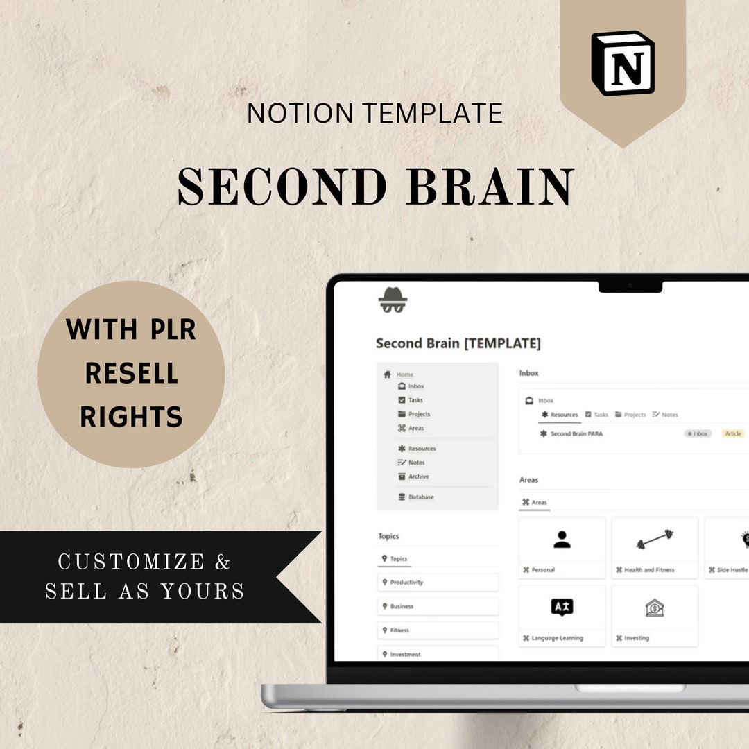 PLR Second Brain Notion Template, Para Method Digital Planner, Project ...