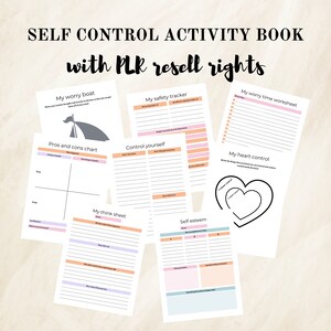 PLR Self Control Activity Book, Canva Template, Self Esteem PLR Planner, Editable Canva Template ...