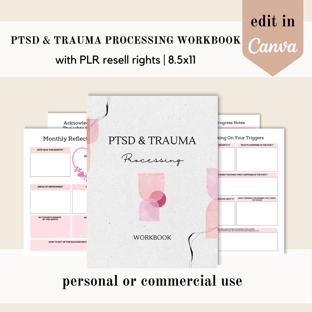 PLR PTSD Trauma Processing Workbook, Canva Template, Healing Editable ...