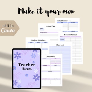 PLR Undated Teacher Planner, Canva Template, Education PLR, Lessons ...