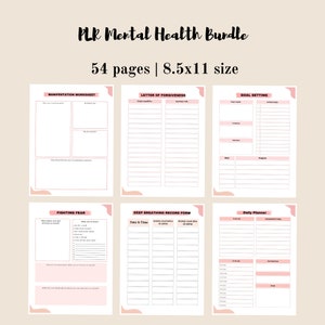 PLR Mental Health Bundle, Canva Template, Health PLR Planner, Editable Canva Template, Done for ...