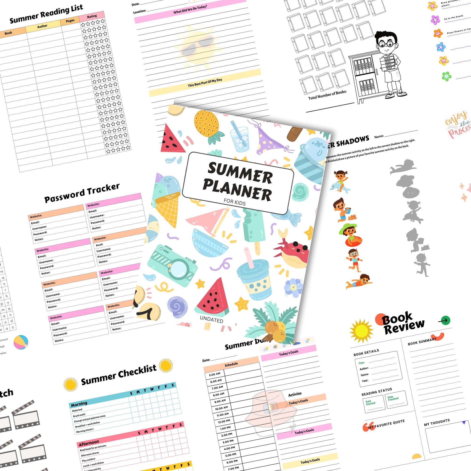 PLR Undated Summer Planner for Kids, Canva Template, Family Planner ...