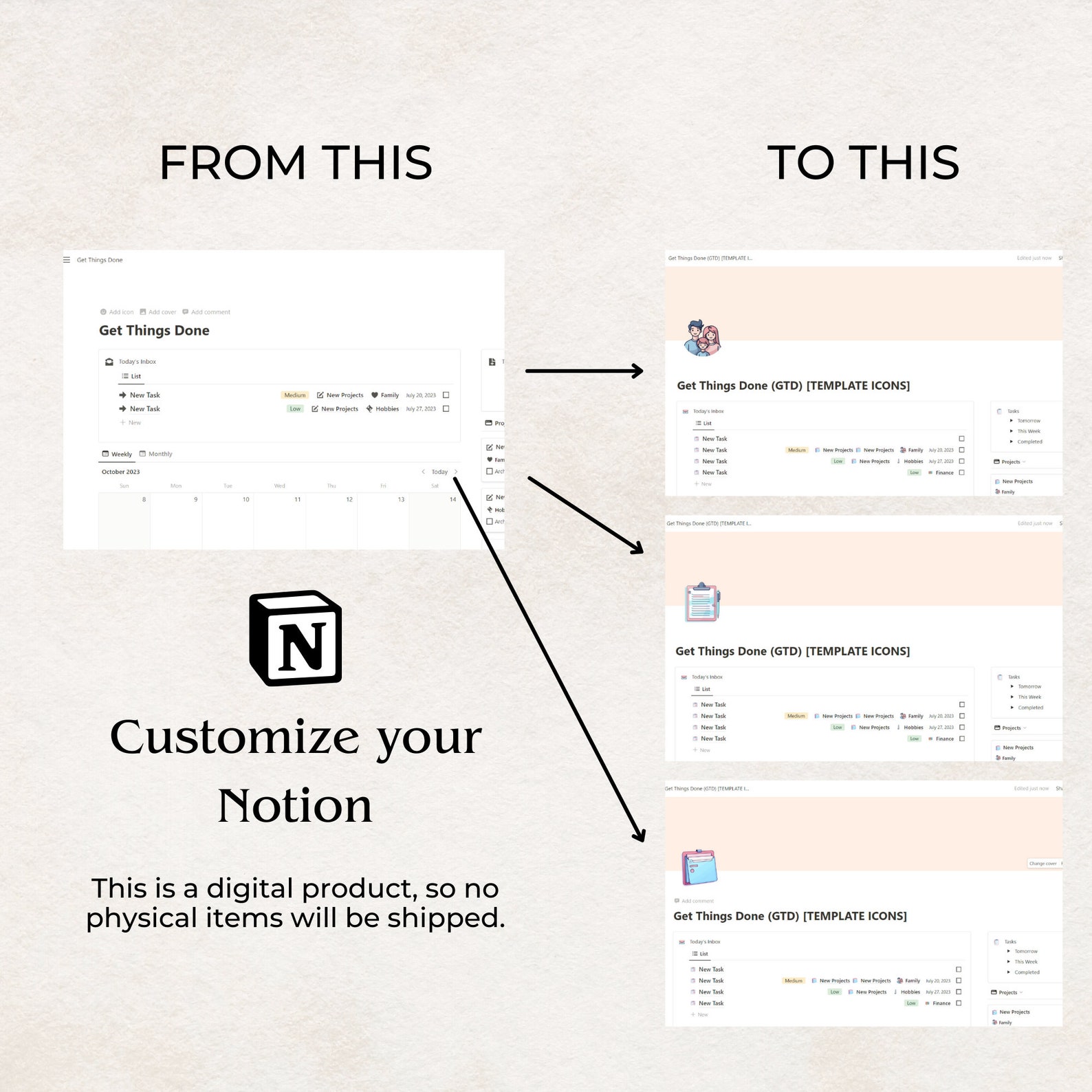 Notion Icons, PNG Images, Cute Pastel Clipart, Get Things Done Template ...