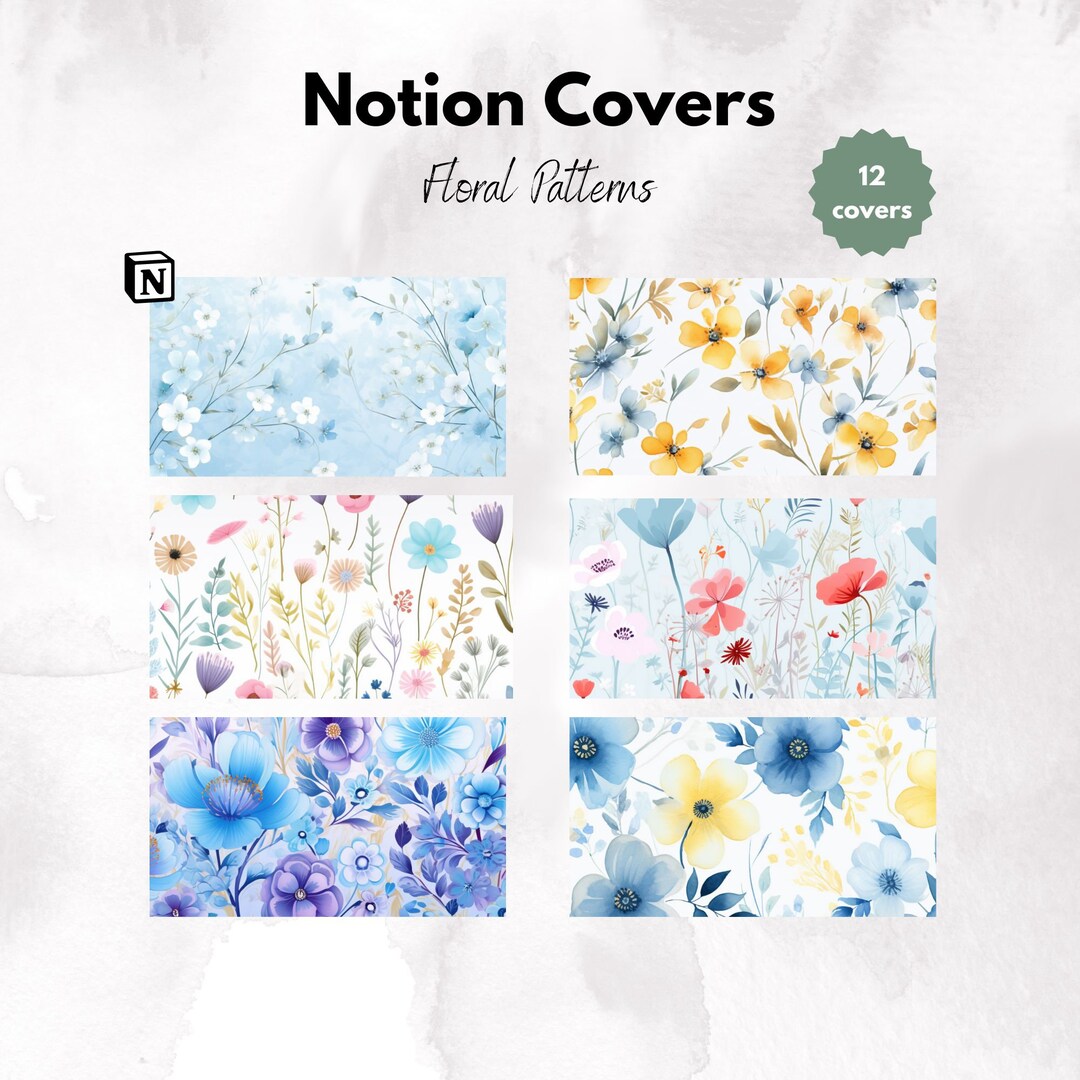 Flower Notion Covers, Customize Notion Templates, Floral Pattern Notion ...
