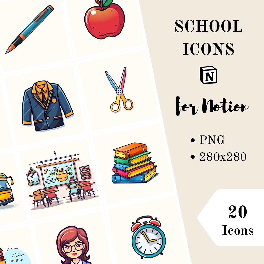 Notion Icons, Back to School PNG Images, Study Student Clipart, College ...