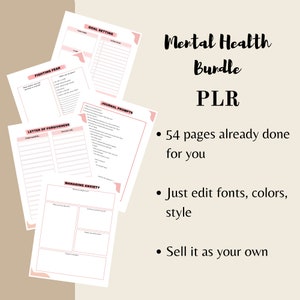 PLR Mental Health Bundle, Canva Template, Health PLR Planner, Editable Canva Template, Done for ...