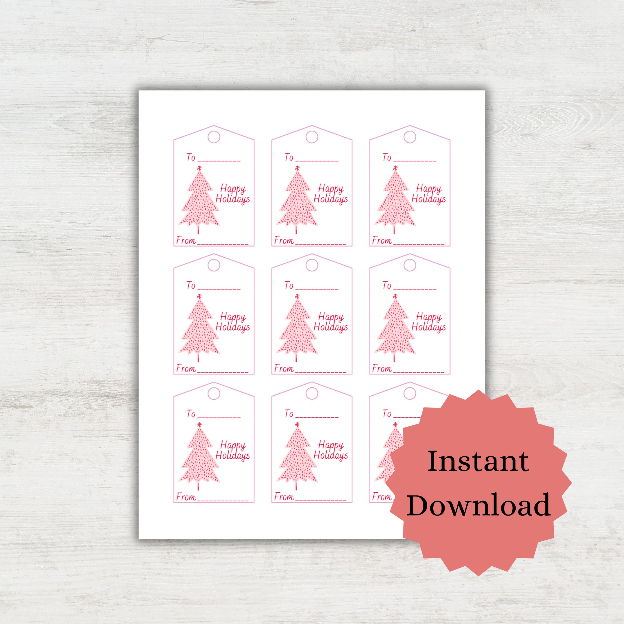 Printable Pink Christmas Gift Tags 8 Stylish Designs for - Etsy