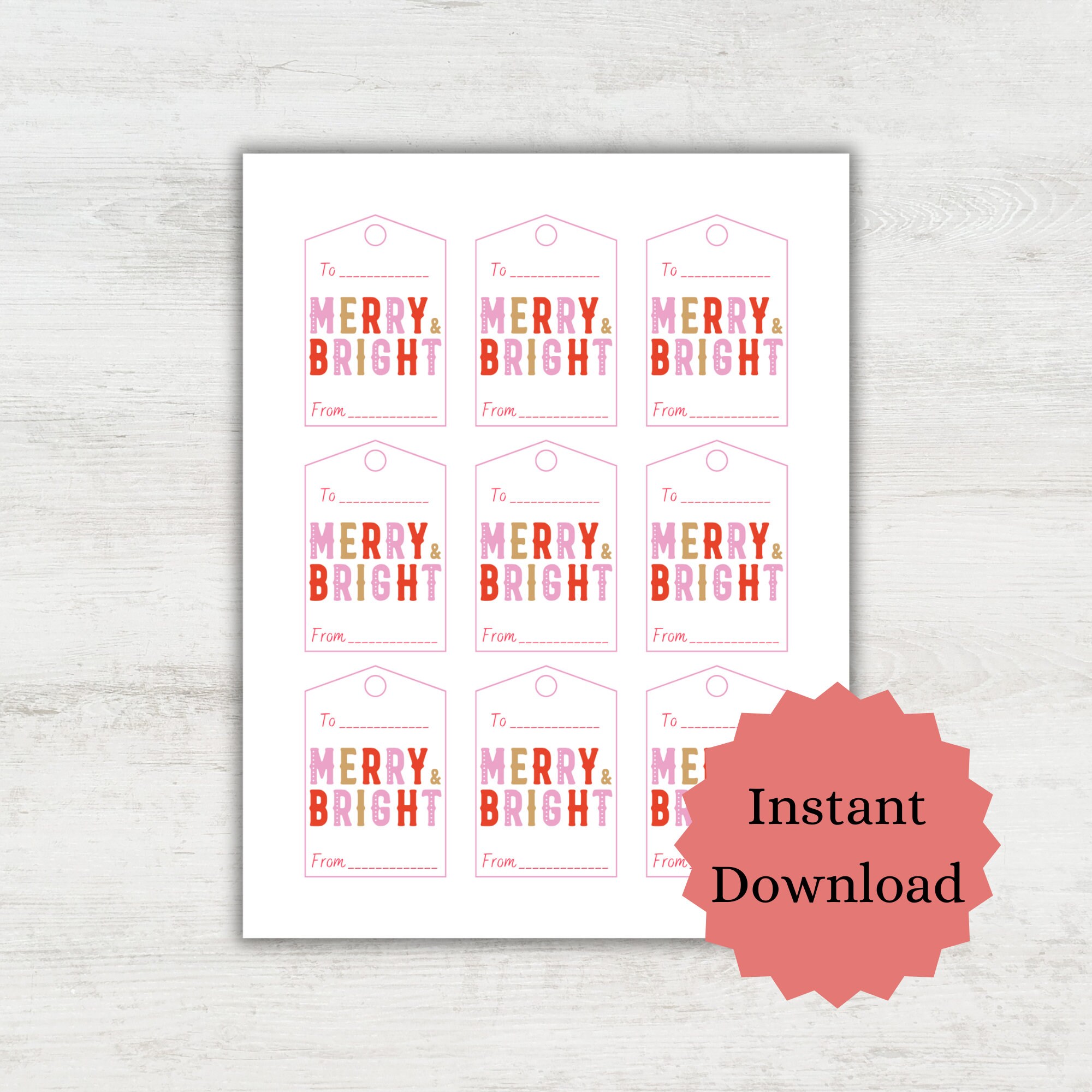 Printable Pink Christmas Gift Tags 8 Stylish Designs for - Etsy