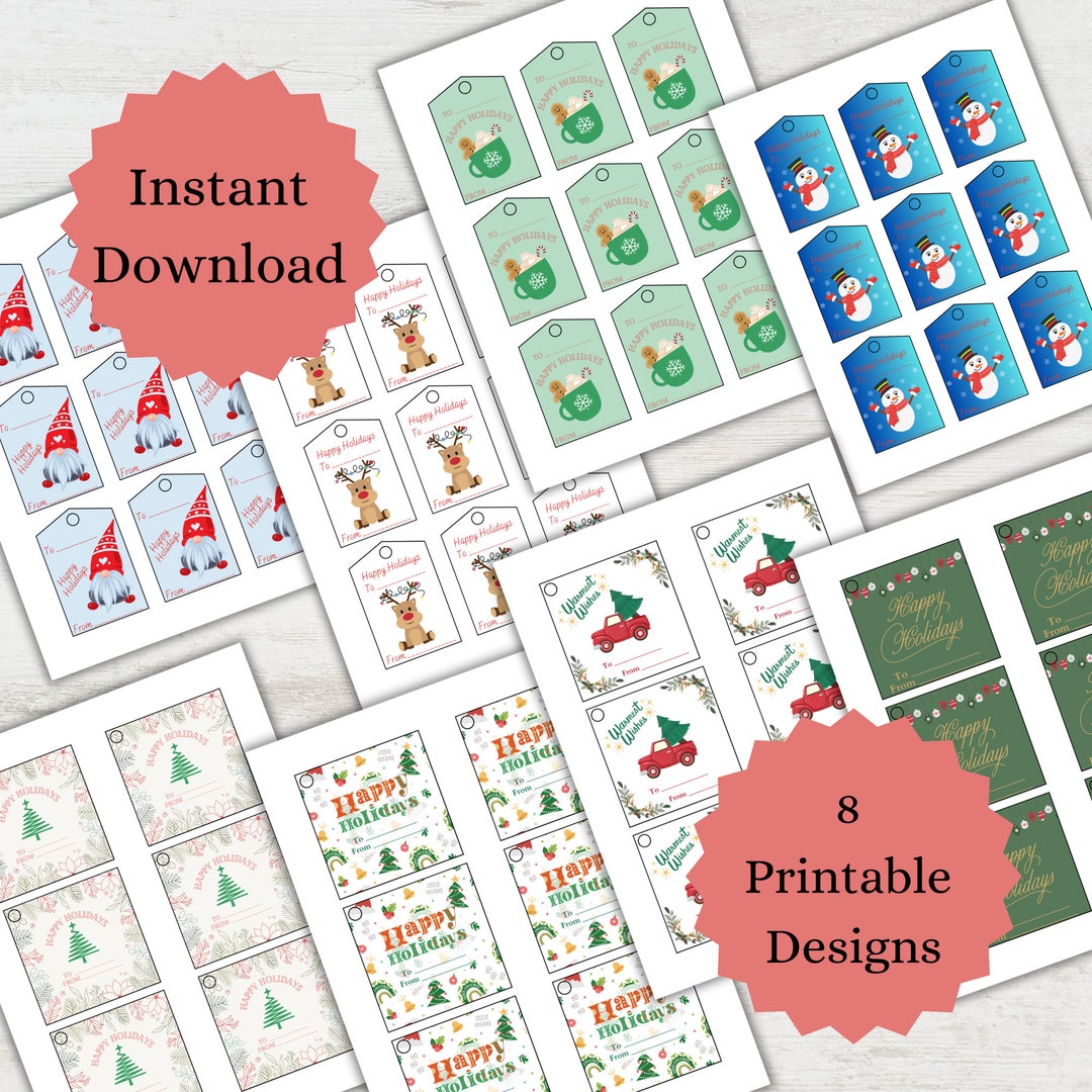 Printable Christmas Gift Tag Bundle 8 Stylish Designs for - Etsy