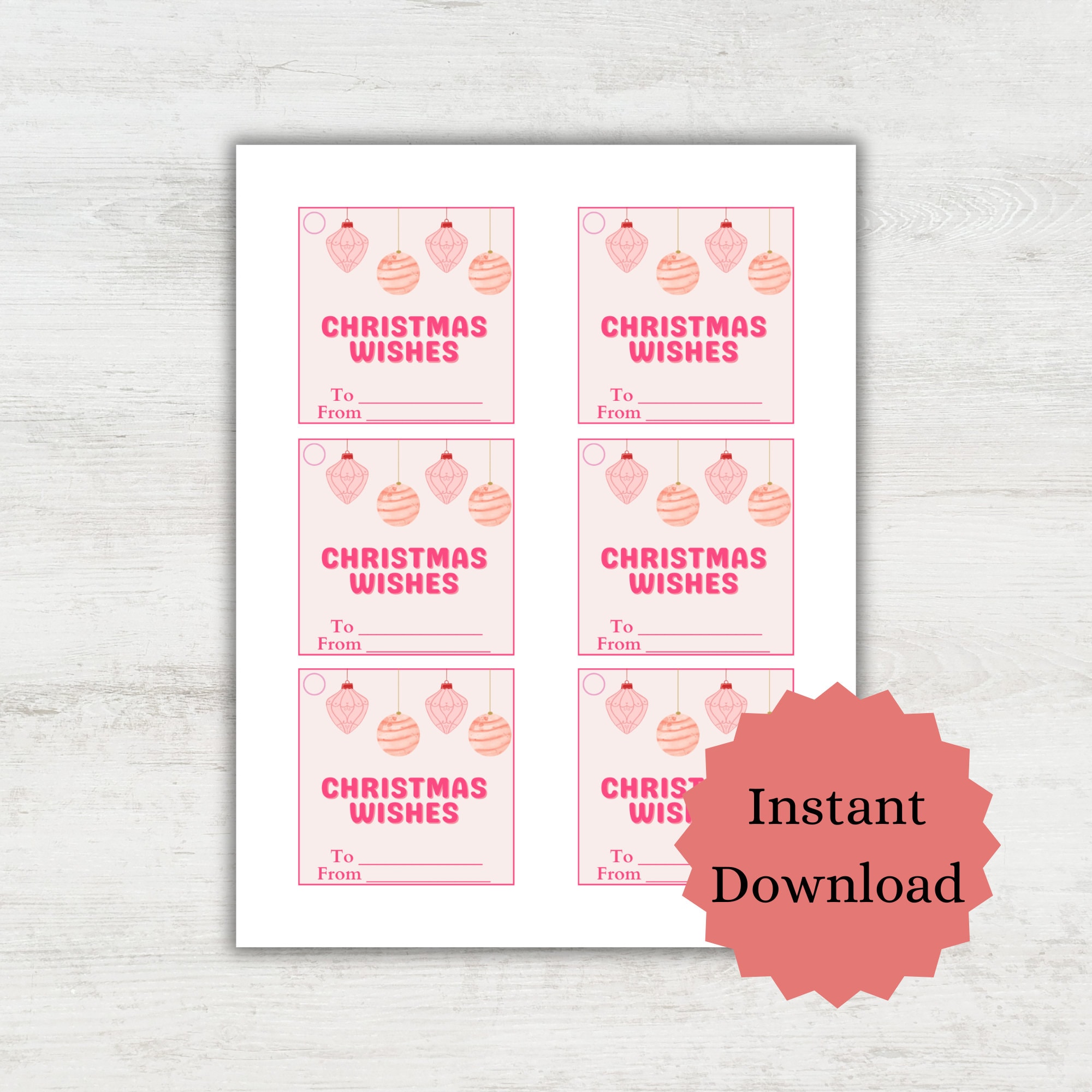 Printable Pink Christmas Gift Tags 8 Stylish Designs for - Etsy