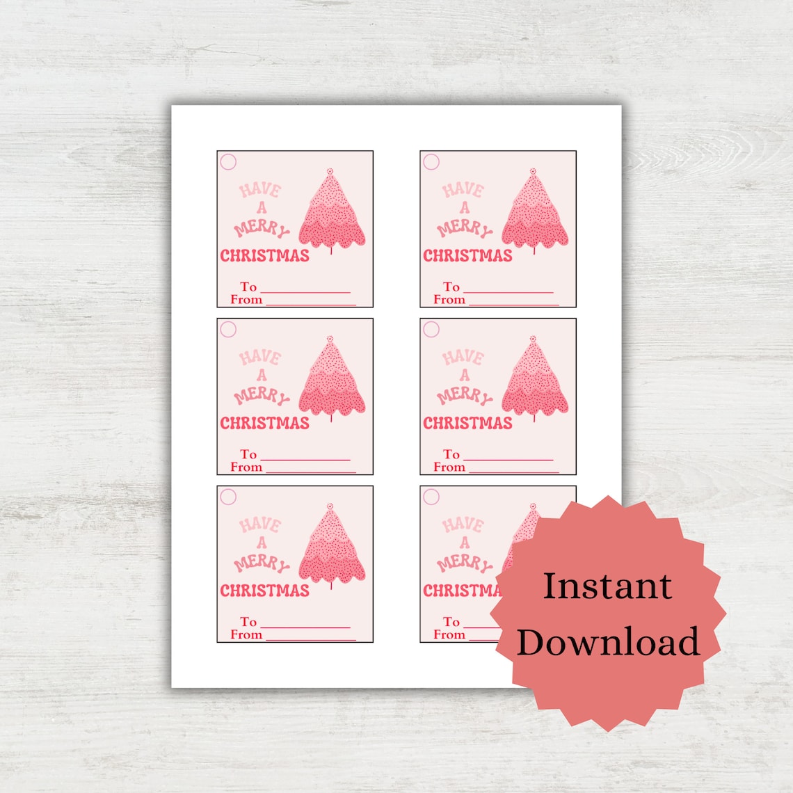 Printable Pink Christmas Gift Tags 8 Stylish Designs for - Etsy