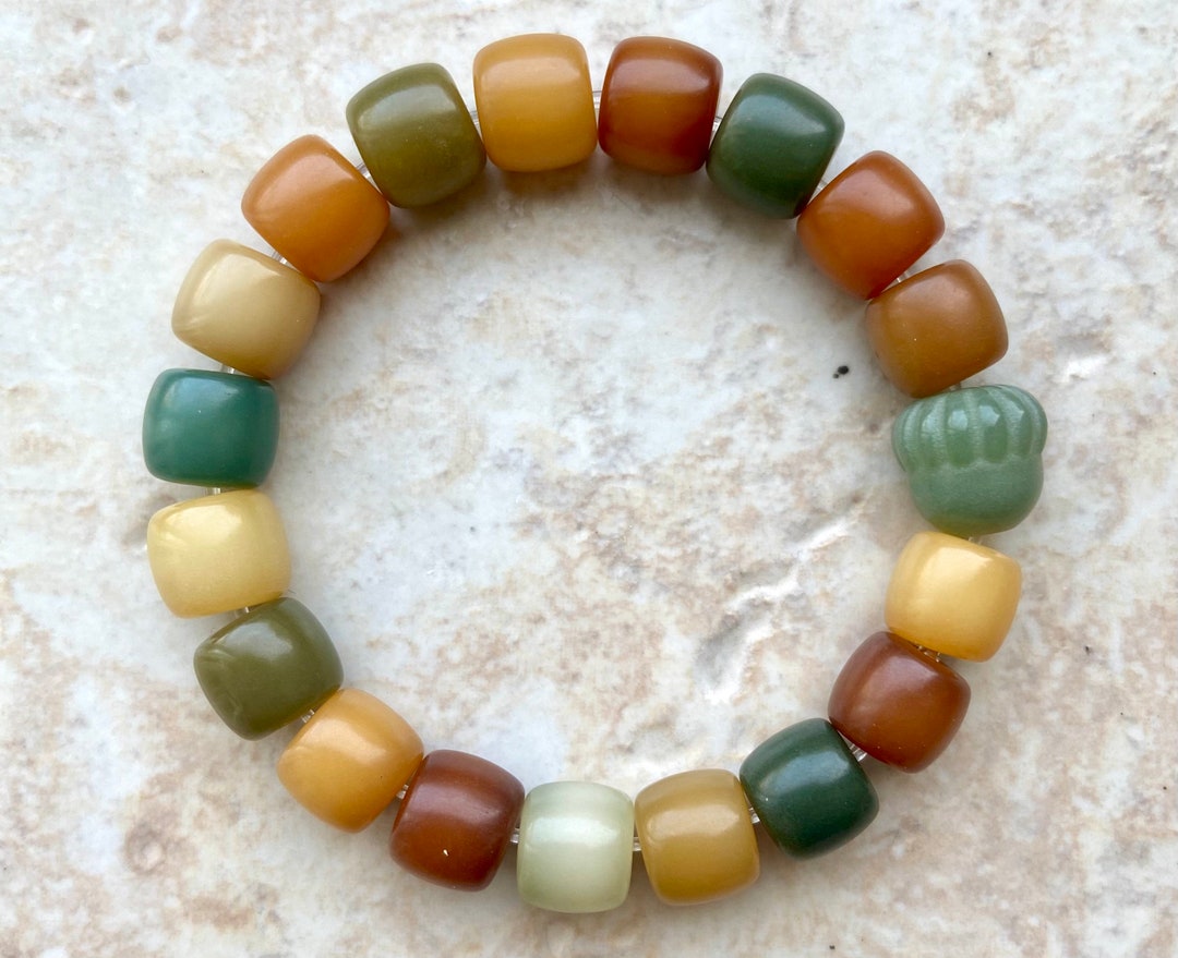 RAINBOW ACORN Natural Bodhi Root Beads Bracelet - Etsy