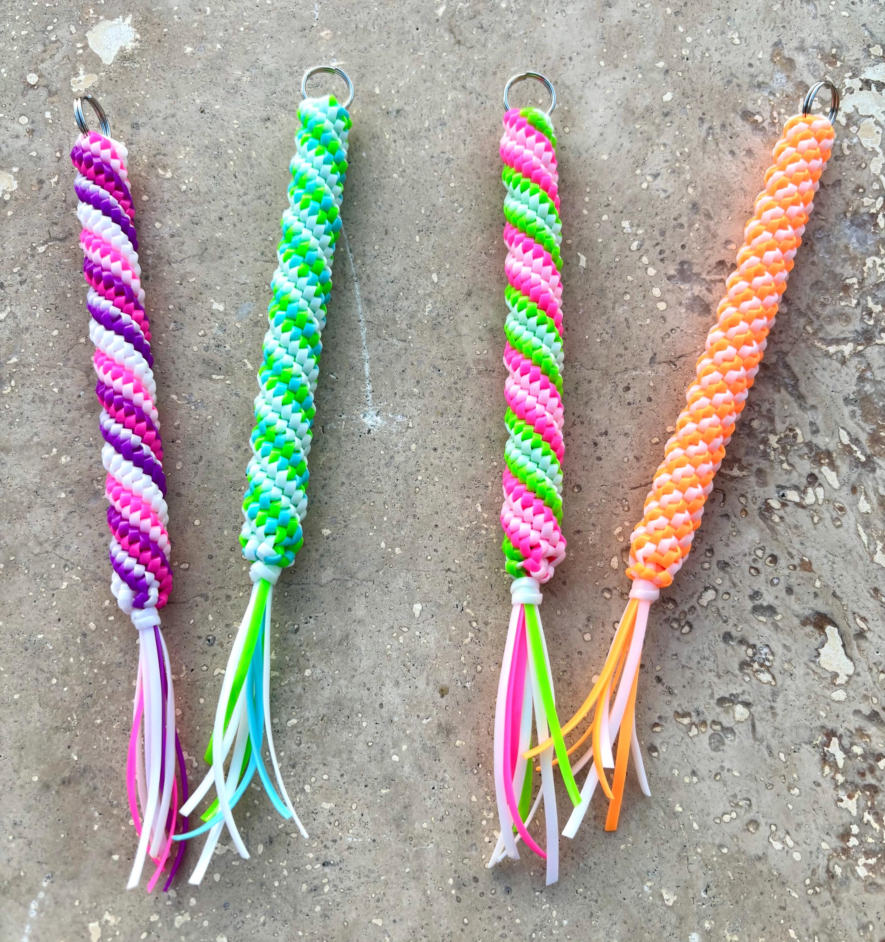 4pcs LONG SPIRAL Design Plastic Lace | Handcrafted Keychains | Hanging ...