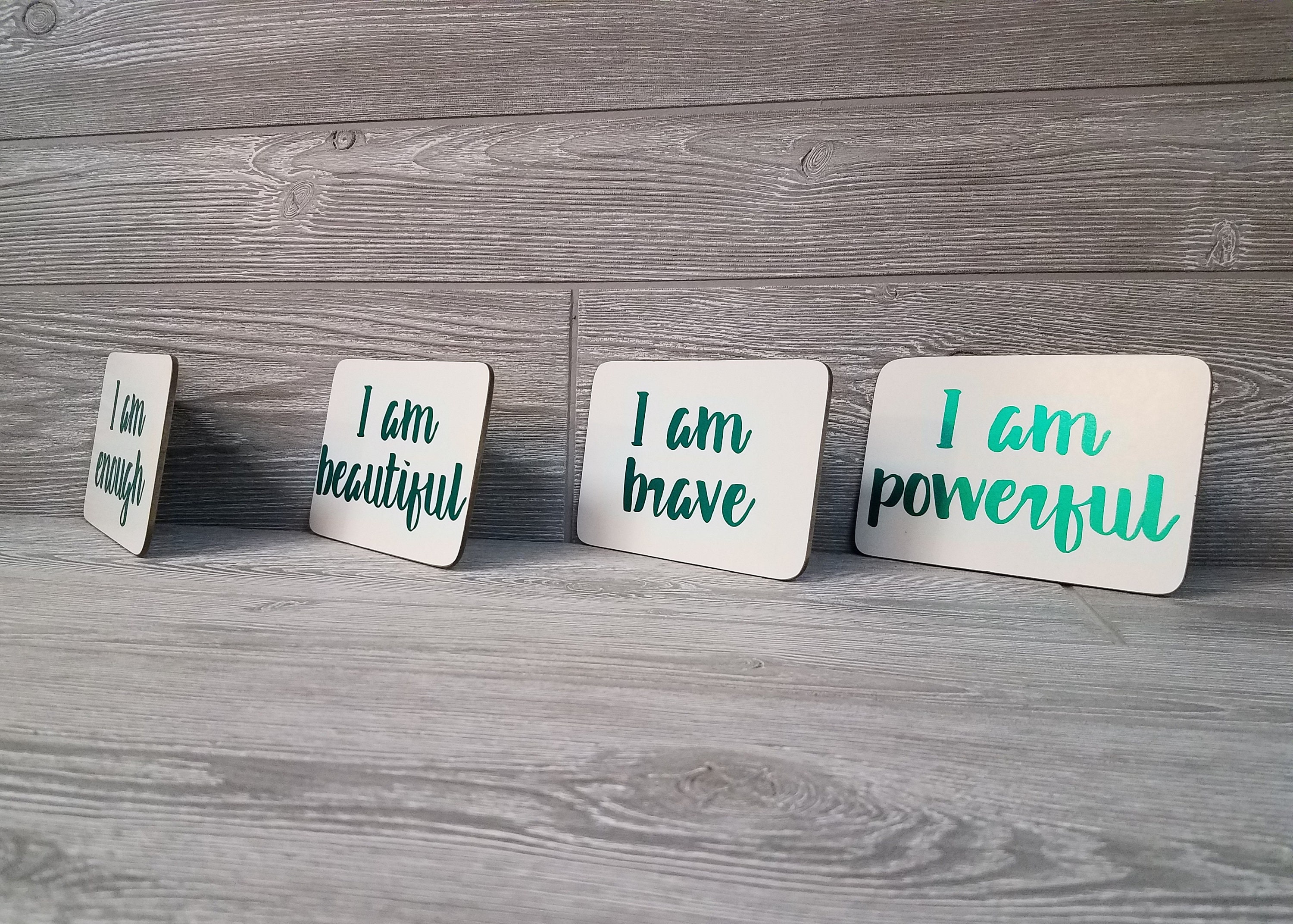 White and Teal Affirmation Sign Set I Am Enough I Am | Etsy