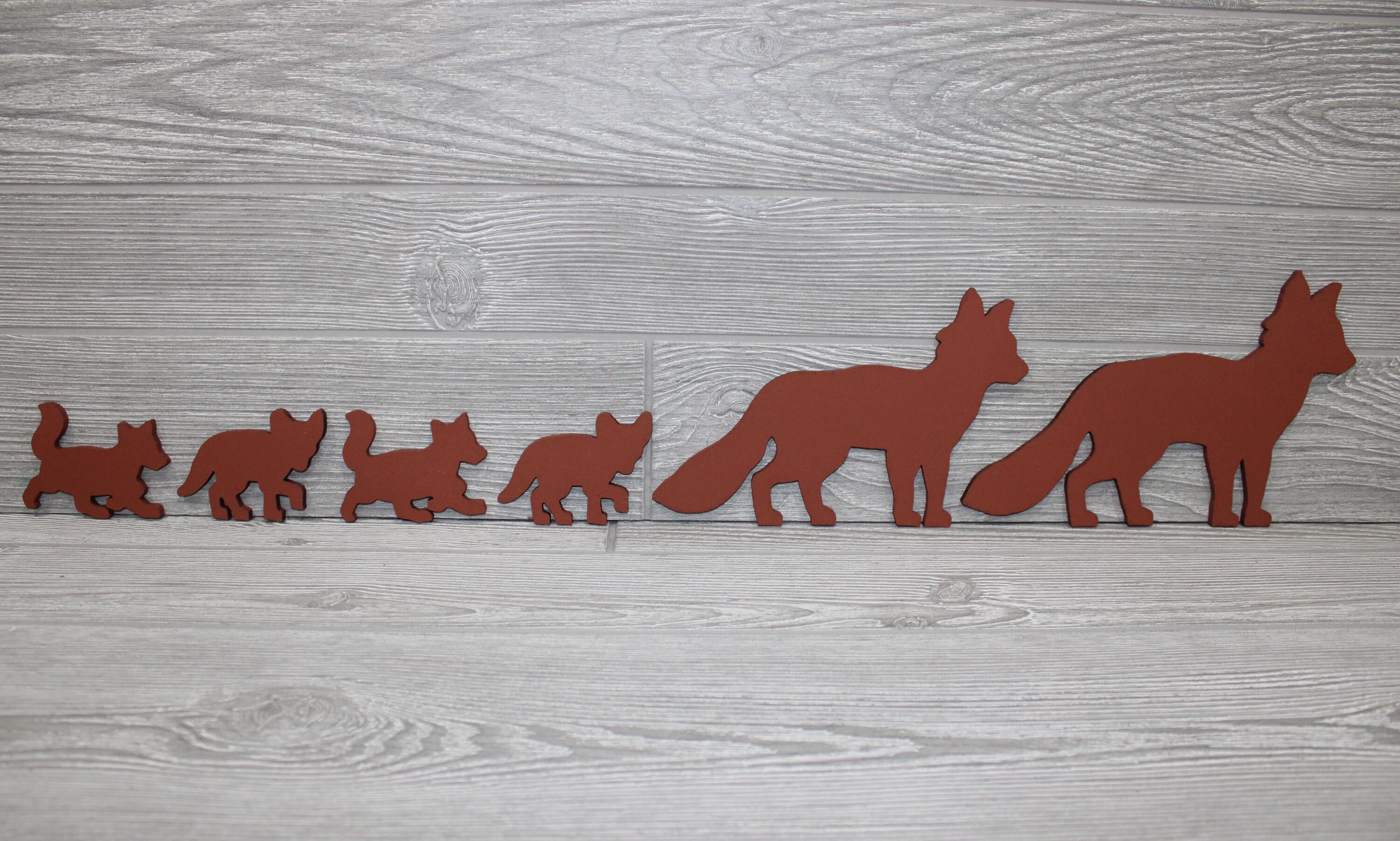Red Fox Family of 6 Fox Family Fox Wall Art Fox Woodwork - Etsy