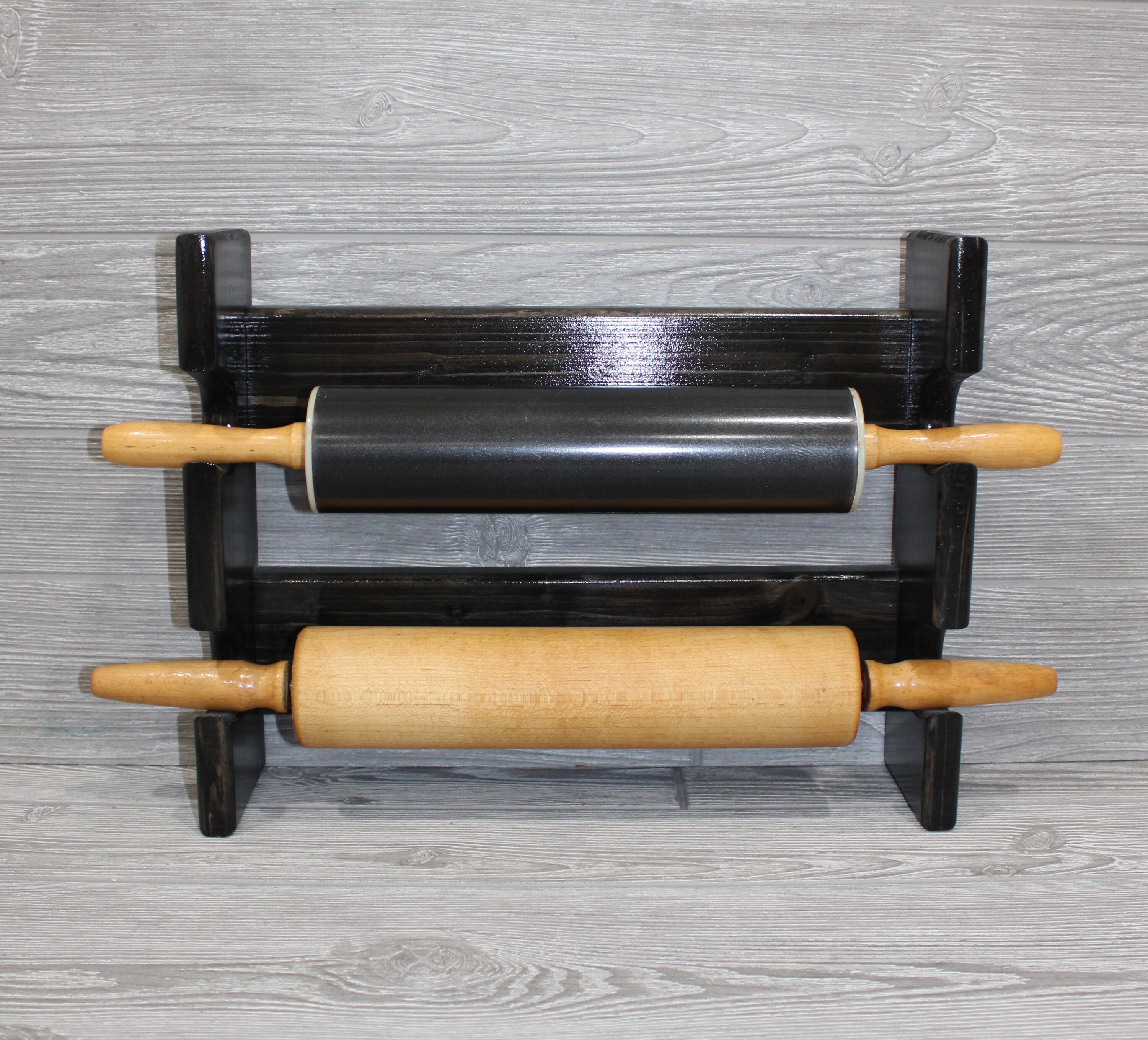 Rolling Pin Rack With Two Slots Black Rolling Pin Rack - Etsy