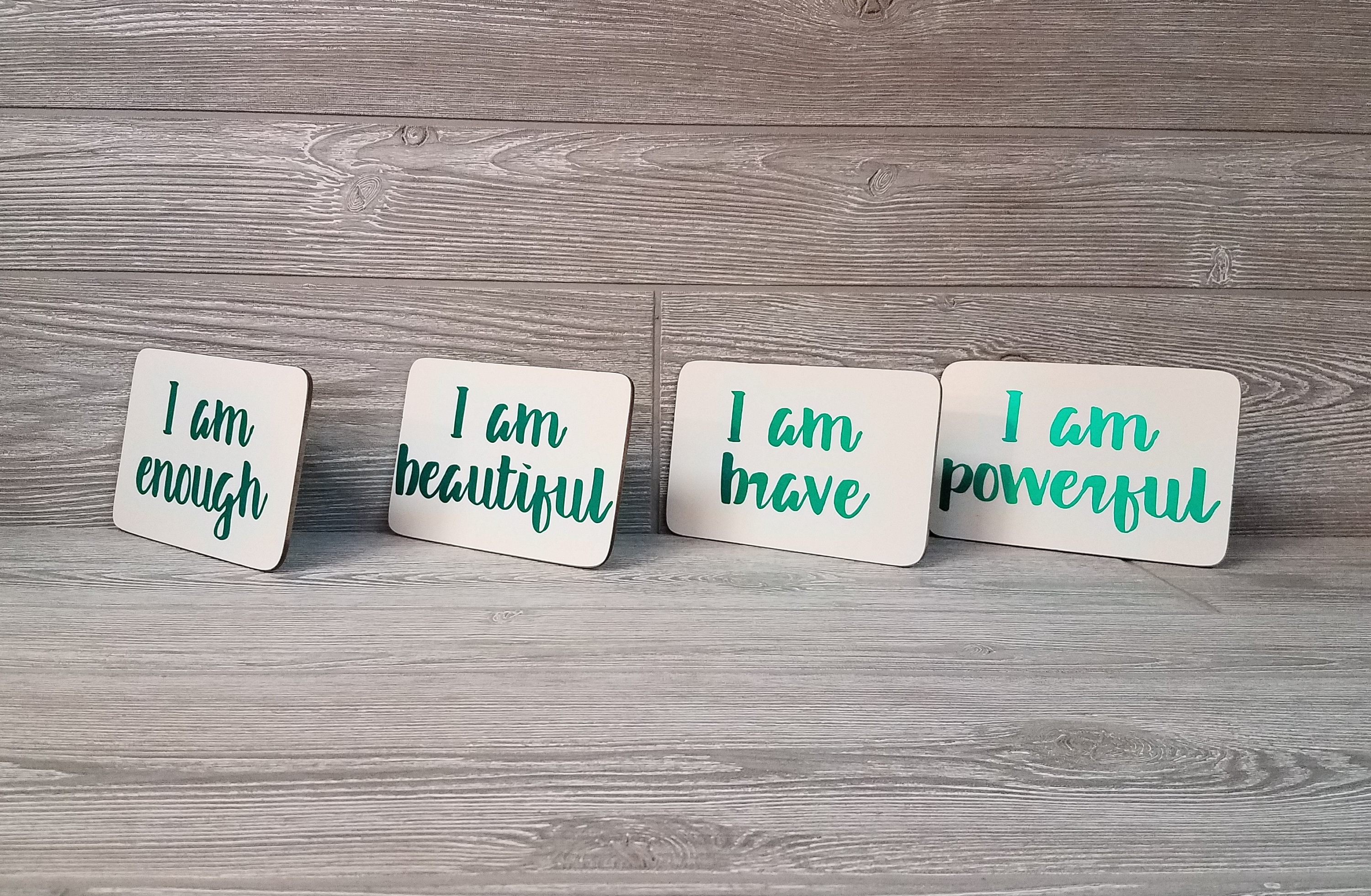 White and Teal Affirmation Sign Set I Am Enough I Am | Etsy