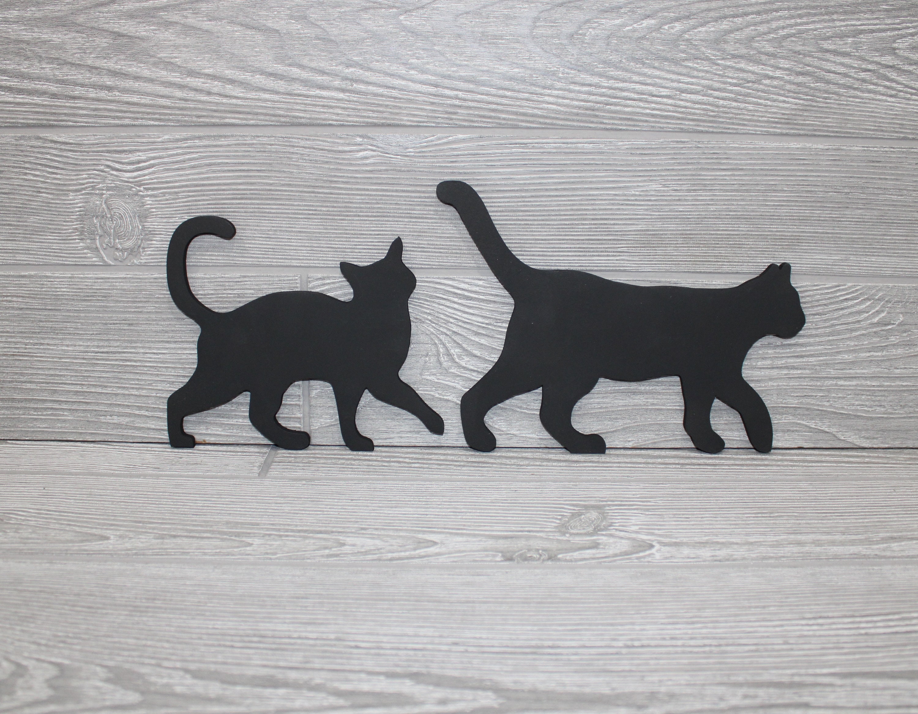 Black Cat Family of 3 - Wooden Cat Family - Cat Family Silhouette ...