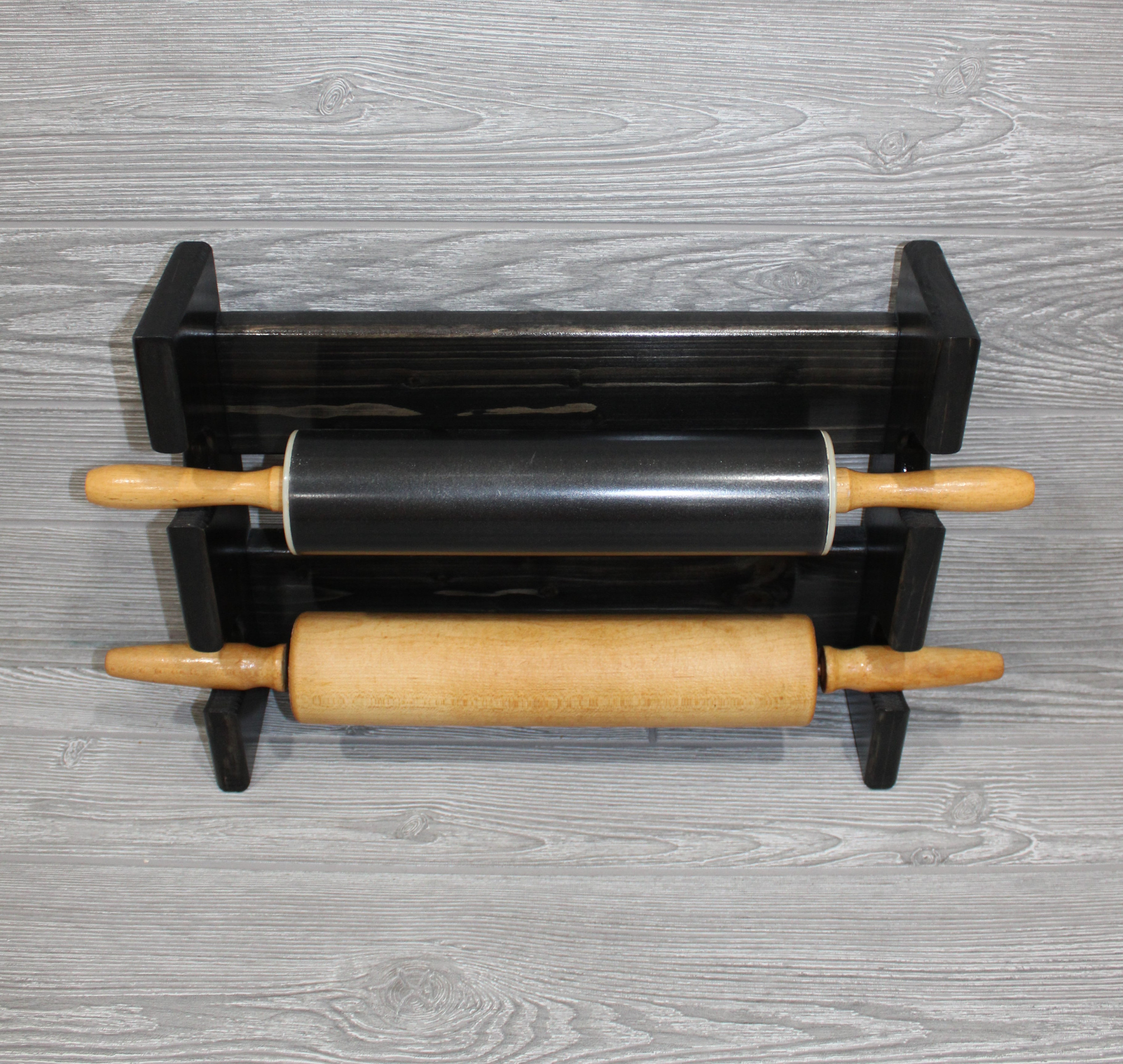 Rolling Pin Rack With Two Slots Black Rolling Pin Rack - Etsy