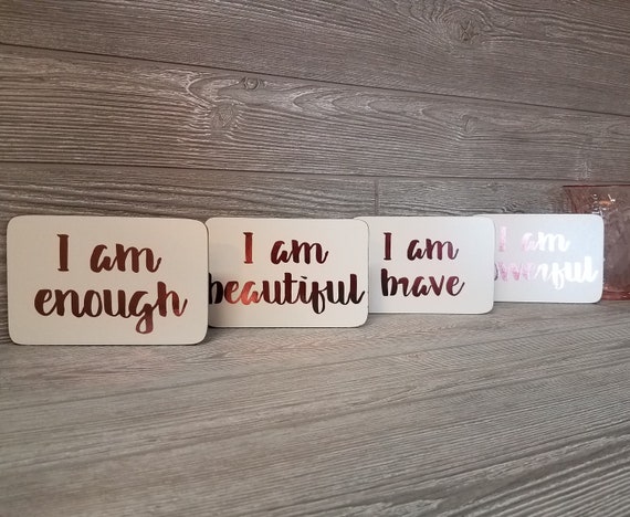 Signs Home & Living Inspirational Art I am enough White and Teal ...