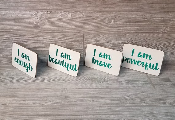 Signs Home & Living Inspirational Art I am enough White and Teal ...