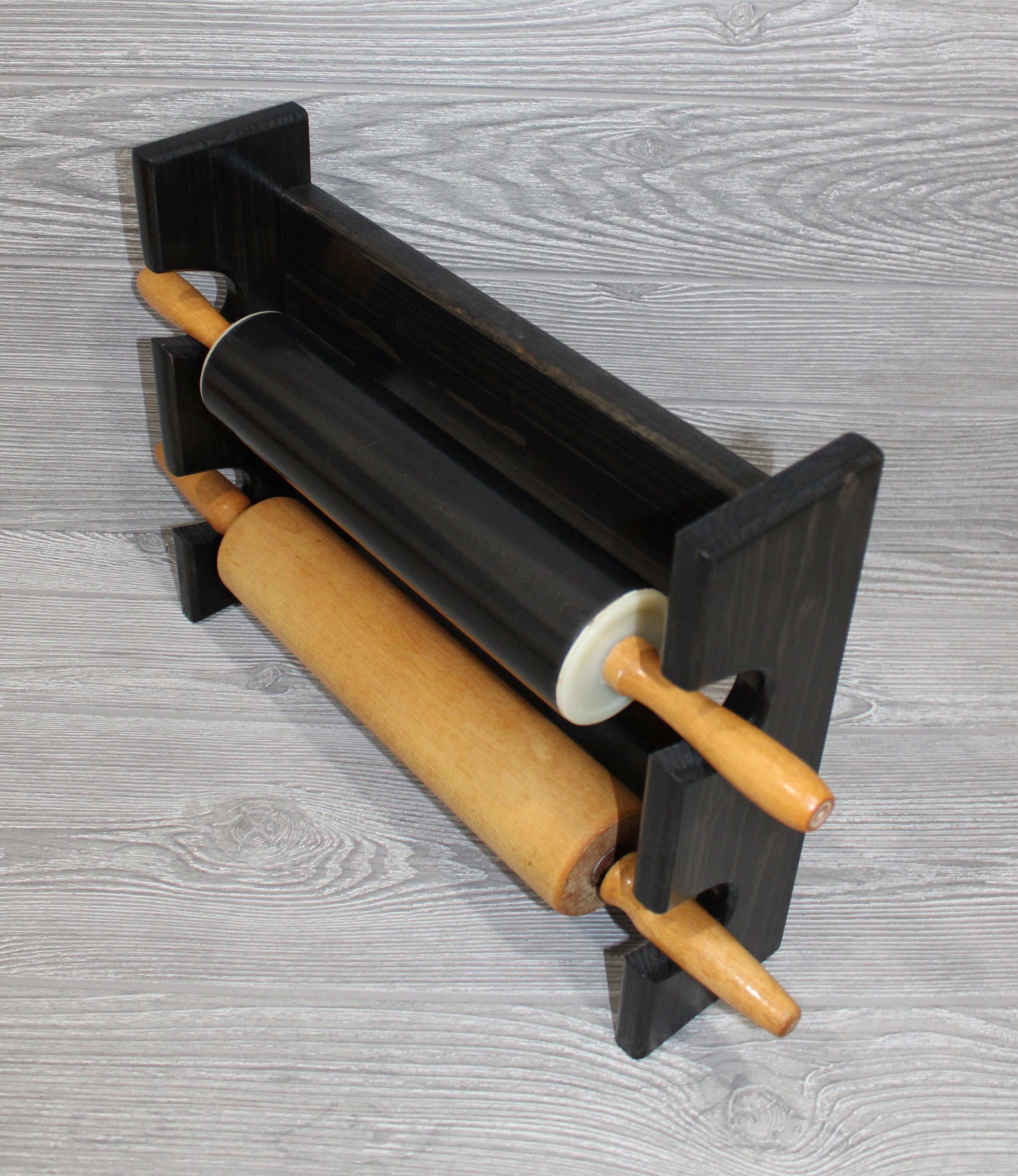 Rolling Pin Rack With Two Slots Black Rolling Pin Rack - Etsy