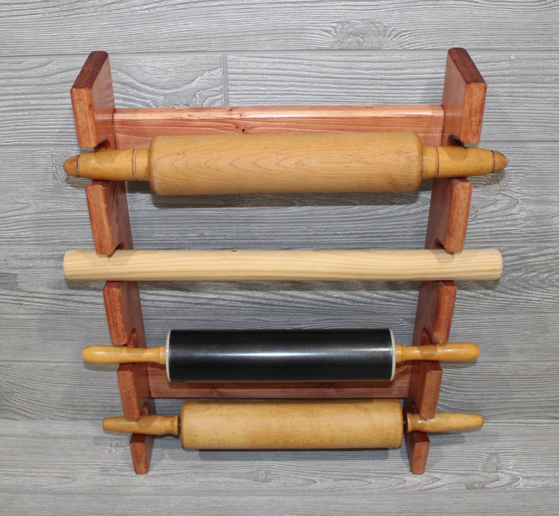 Rolling Pin Rack With Four Slots Red Chestnut Four Pin Rack - Etsy