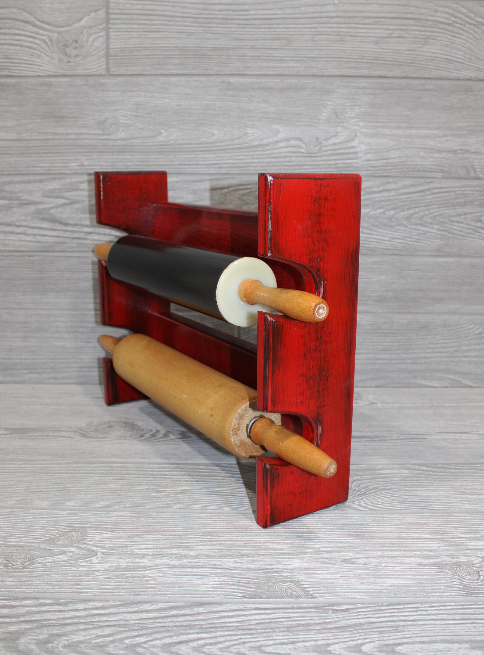 Antique Red Rolling Pin Rack With Two Slots Red Rolling Pin - Etsy UK