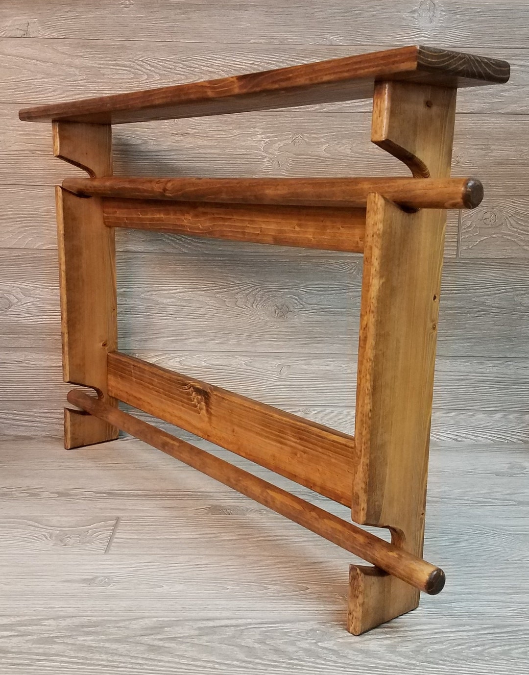 Double Quilt Rack - Wooden Quilt Rack - Quilt Rack Wall Mount - Quilt ...