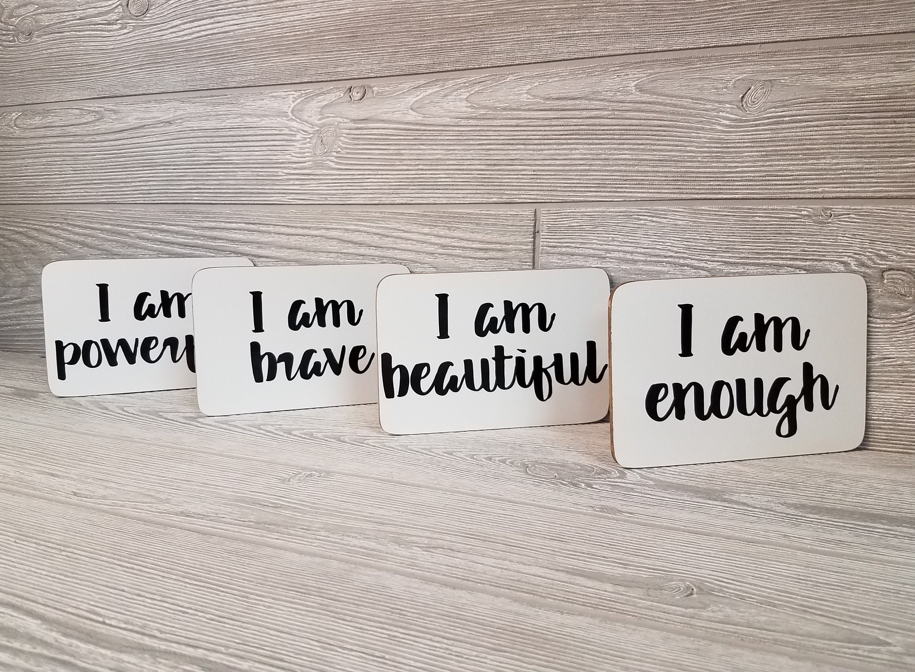 White and Black Affirmation Sign Set I Am Enough I Am - Etsy