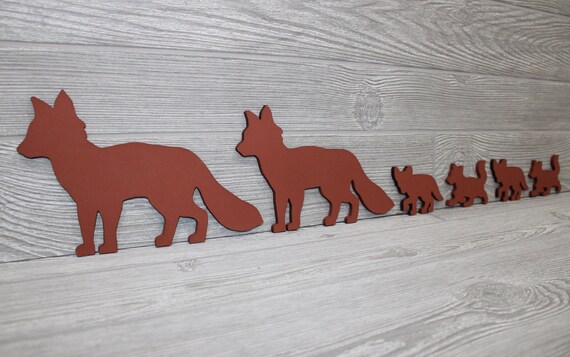 Red Fox Family of 6 Fox Family Fox Wall Art Fox Woodwork - Etsy