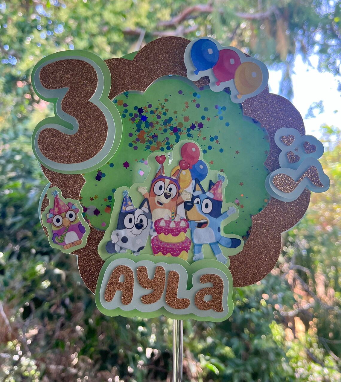 3D Light up Bluey Custom Cake Topper Shaker Cake Topper | Etsy