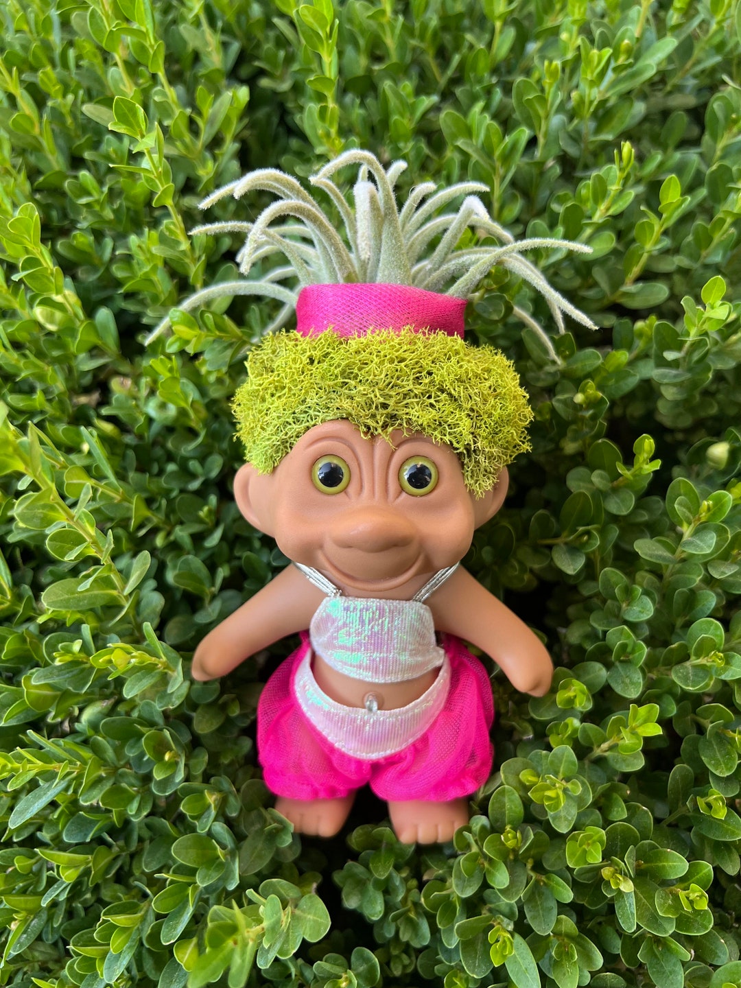 Vintage Troll Doll Planter W/ Artificial Air Plant Genie Troll ...