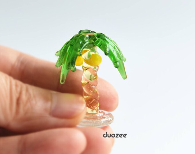 Lampwork Glass Coconut Tree Figurine, Miniature Tree, Fairy Garden ...