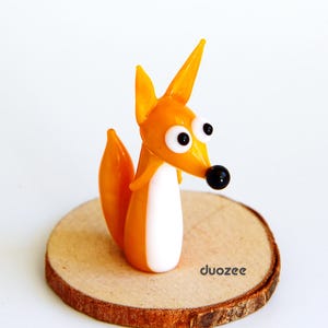 Handmade Lampwork Glass Fox Figurine, Whimsical Fox Statue, Glass ...