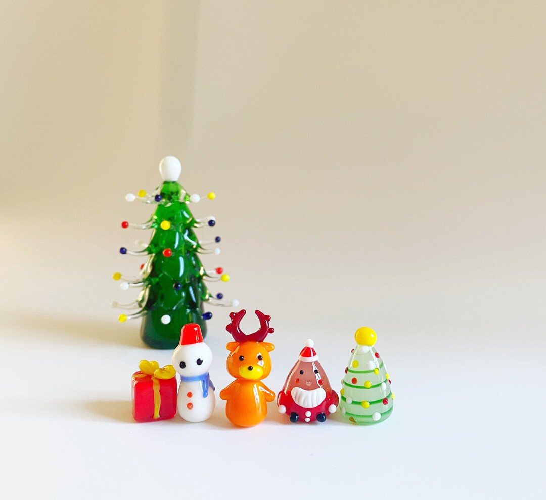 0.5-1” Tall Handmade Glass Micro Miniature Christmas Figurines ...