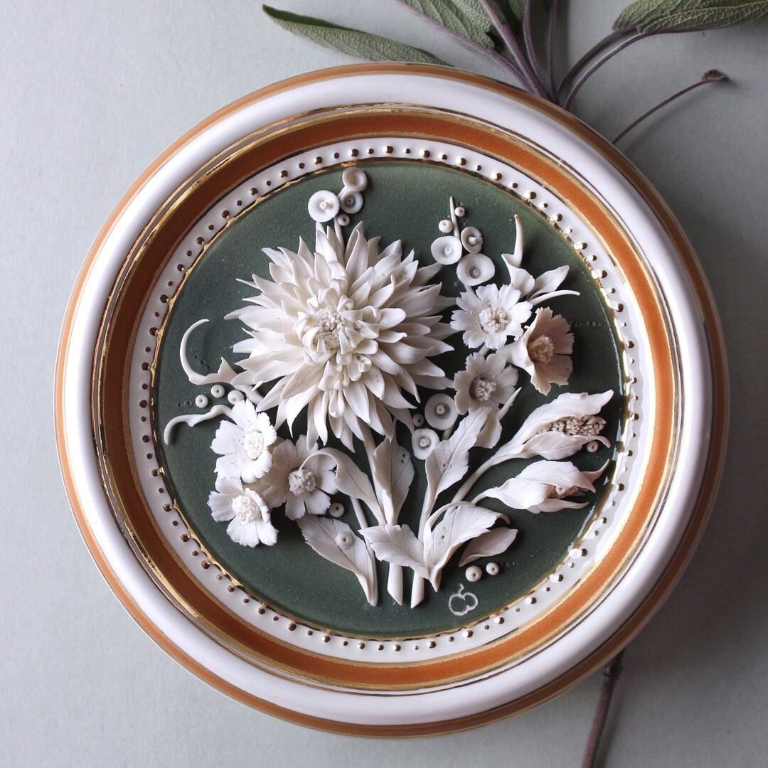 Porcelain Flowers, Decorative Porcelain Plate, Wall Art Decor, Porcelain Sculpture, Ceramic Room ...