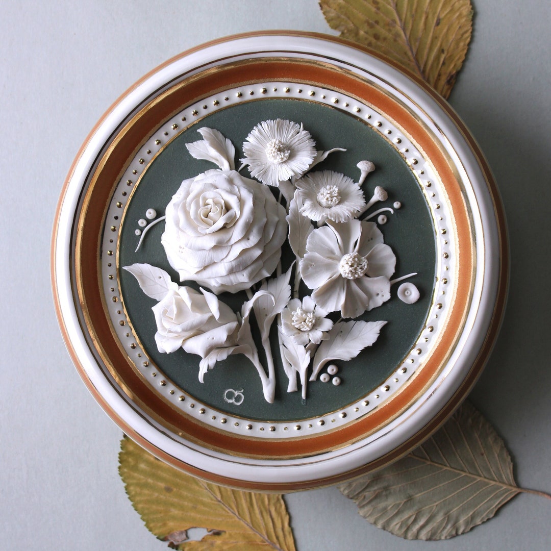 Porcelain Flowers Decorative Porcelain Plate Porcelain Sculpture Wall ...