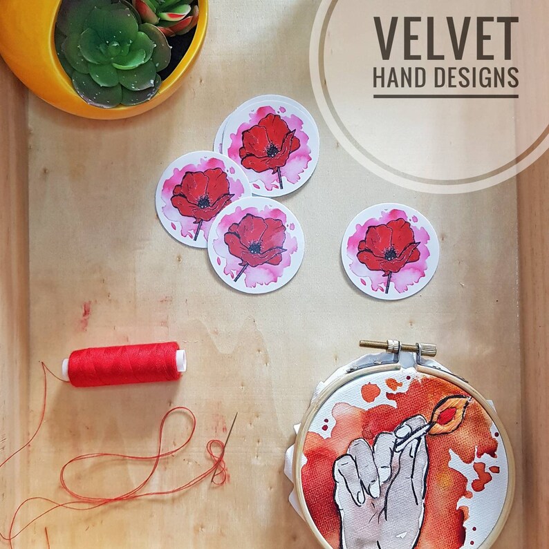 Embroidery 2x2 Round Vinyl Sticker - Etsy