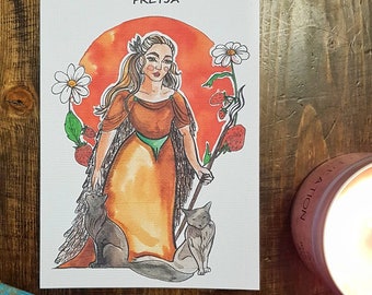 Freyja Canvas Wall Art Freya Art Print, Freyja Art Print, Asatru ...