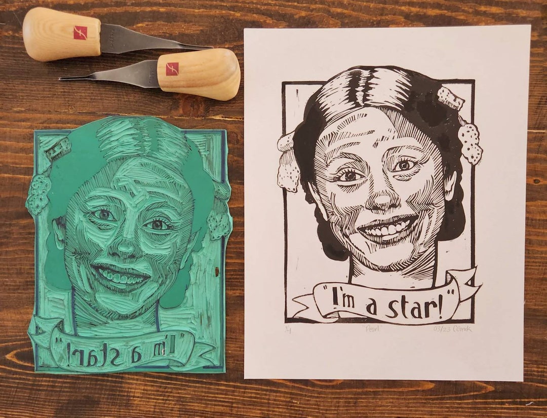 Pearl Linocut Print 8x10 - Etsy