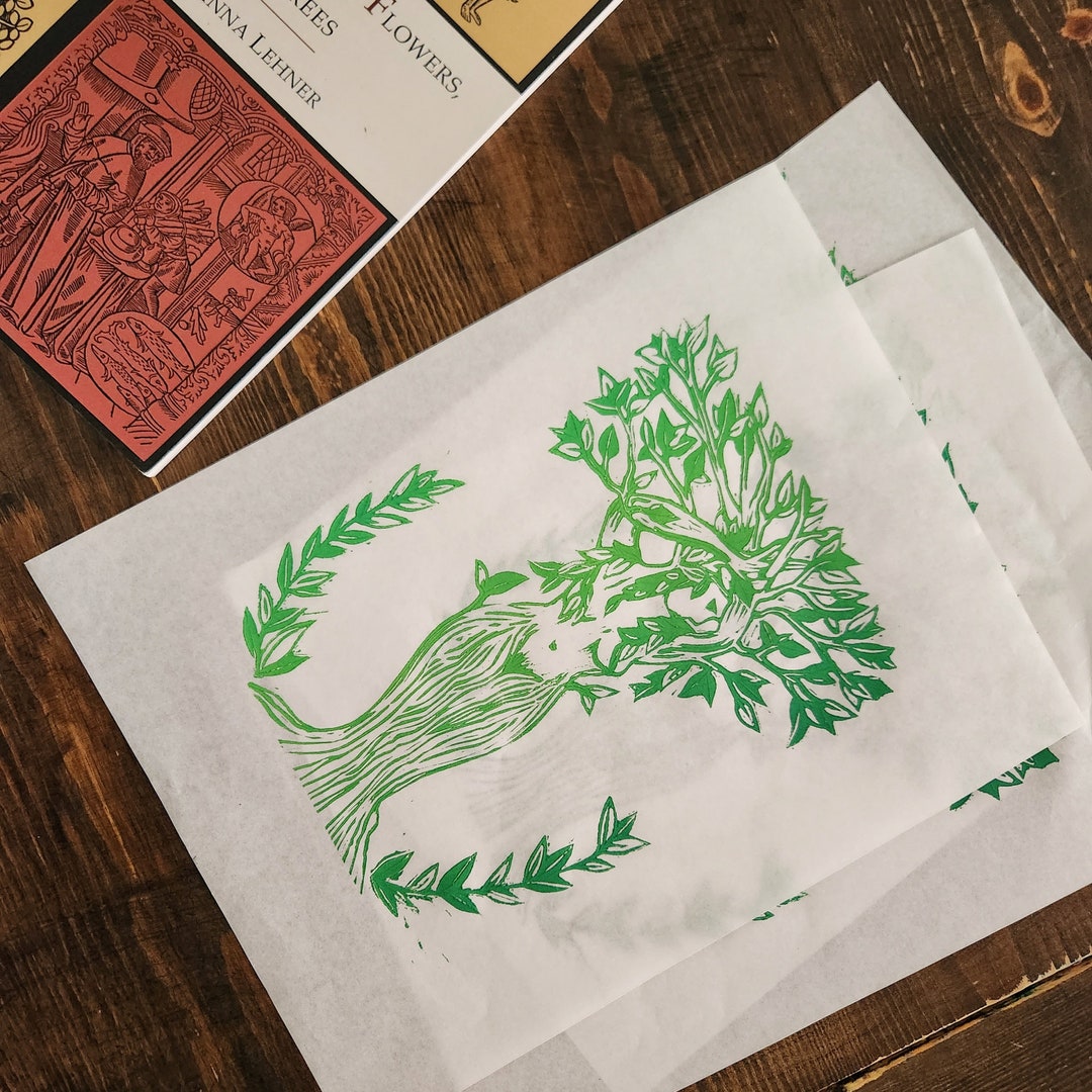 Daphne Green Linocut Print 8.5x11 Greek Mythology Laurel Tree Apollo - Etsy