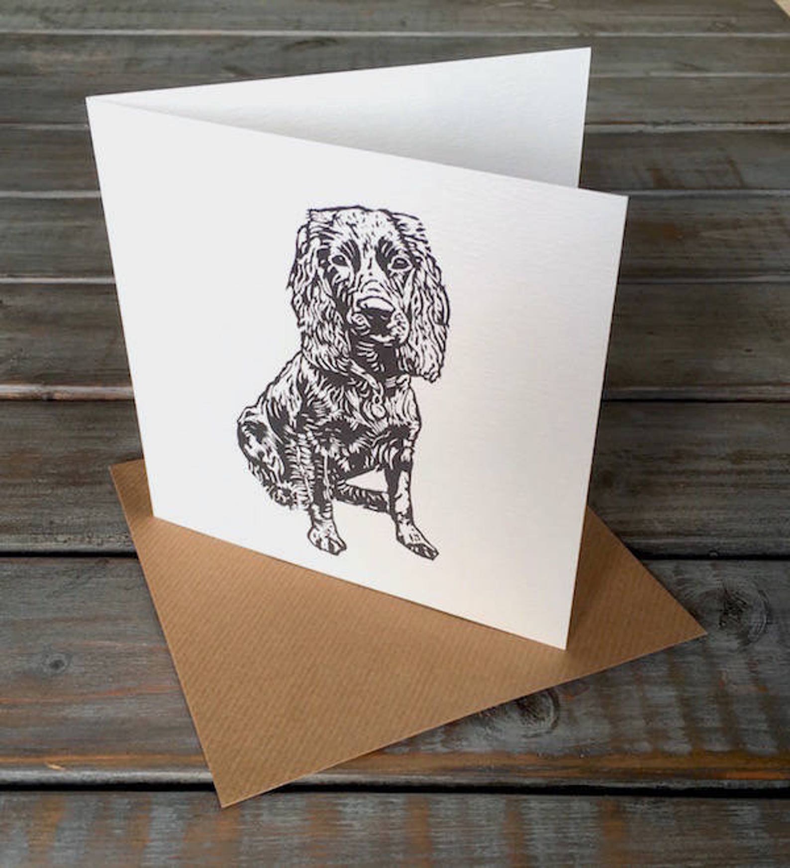 Working Cocker Spaniel Card / Card Set // Black and White// | Etsy