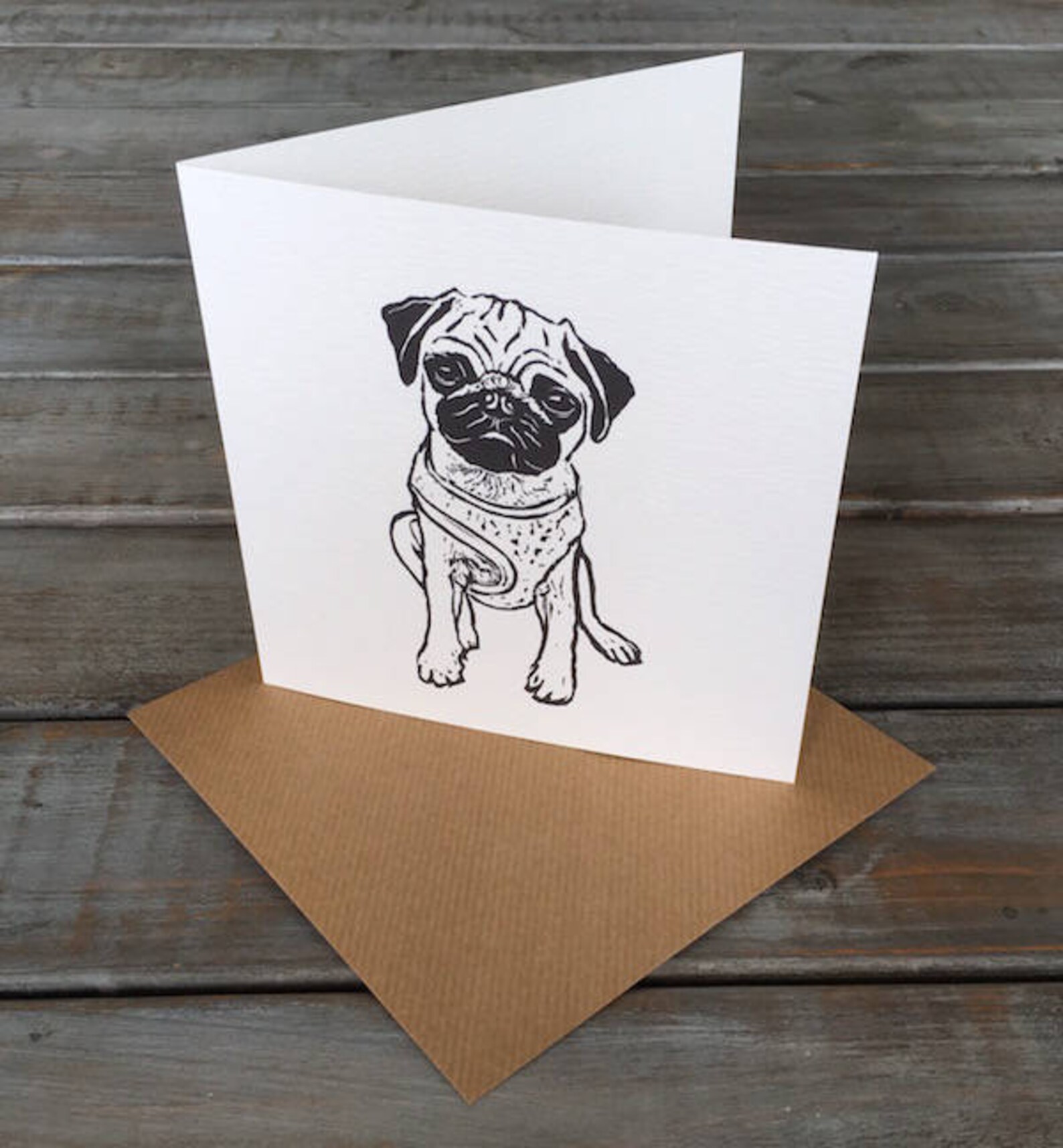 Pug Card / Card Set // Black and White// Birthday // Pug Puppy ...