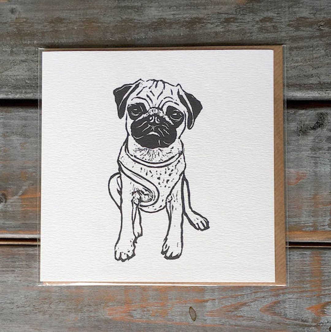 Pug Card / Card Set // Black and White// Birthday // Pug Puppy ...
