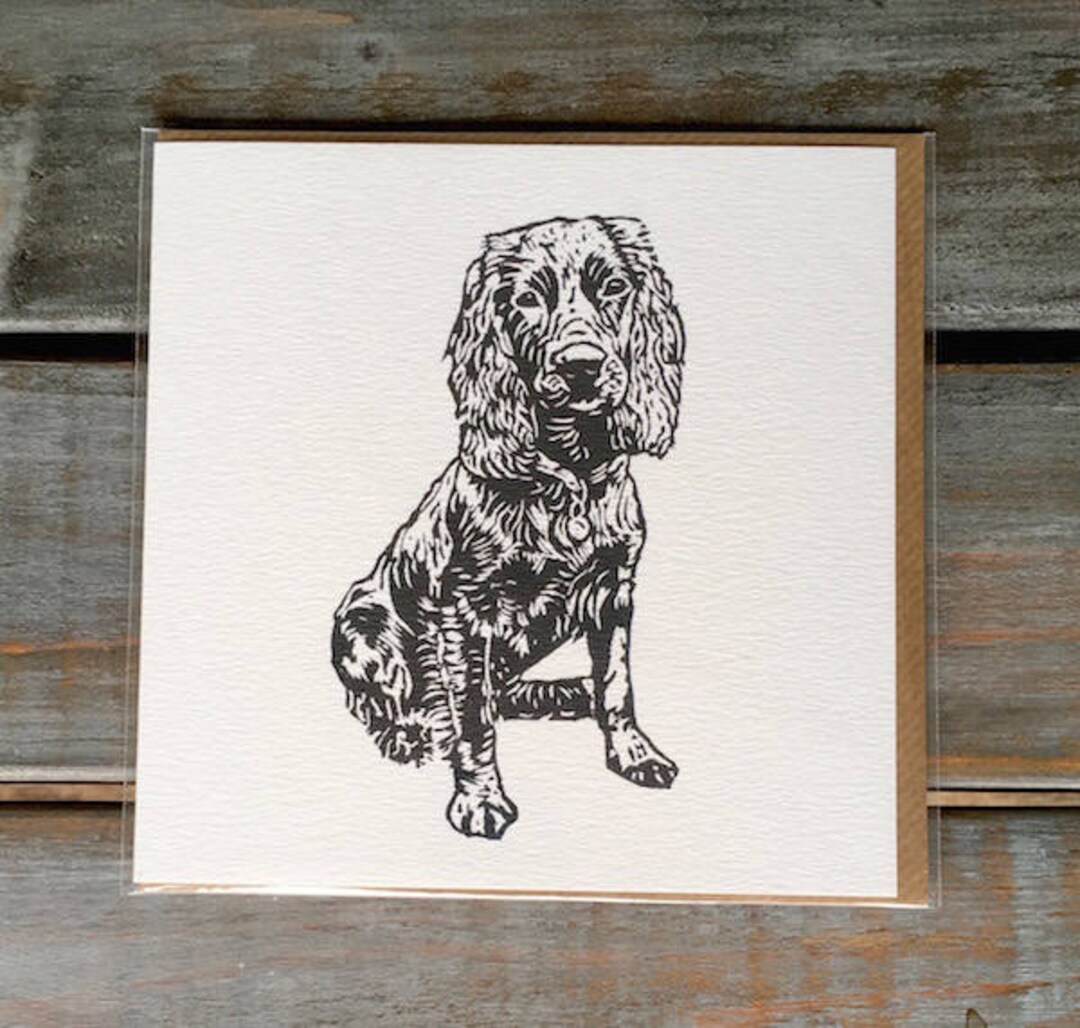 Working Cocker Spaniel Card / Card Set // Black and White// Birthday ...