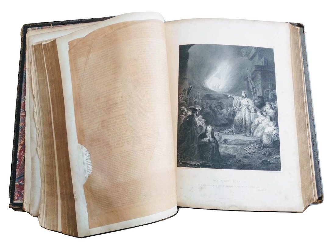 Antique English Large Leather Bound Bible Study & Commentary VOL II Job ...