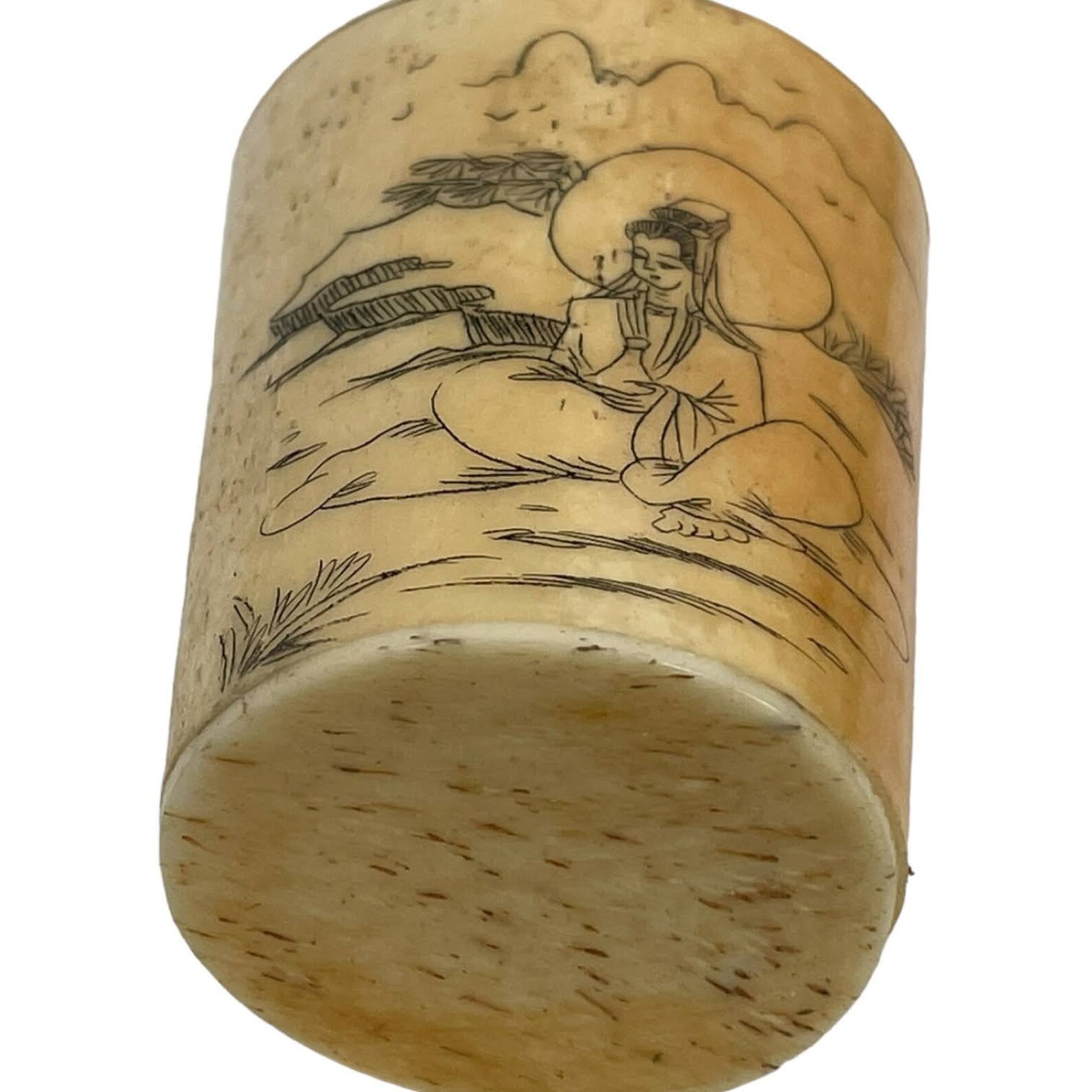 Vintage Chinese Snuff Smelling Salts Hand Etched Small Bottle Holder ...