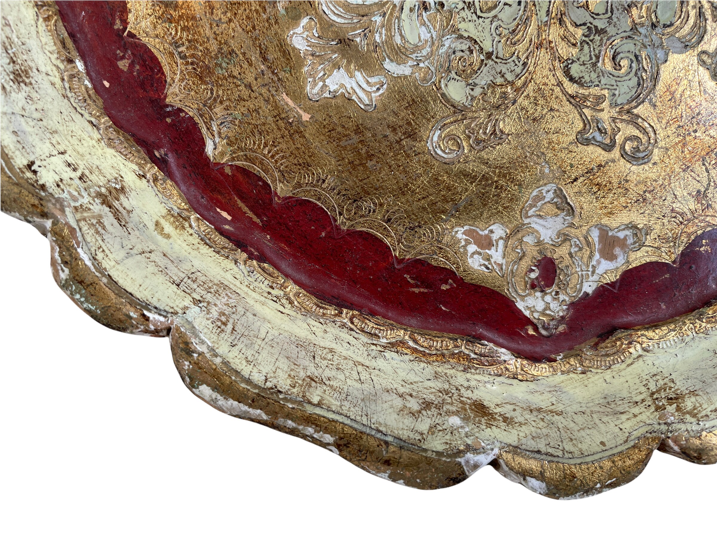 Vintage Italian Florentine Florence Gold Red Wood Ornately Decorated ...
